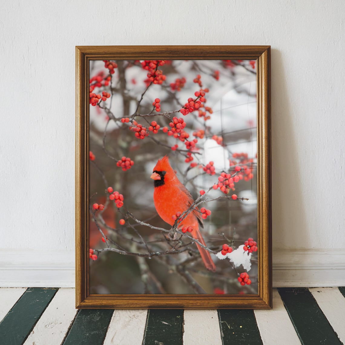 Cardinal In Holly, Cardinal Poster, Home Decor, Poster, Apartment Decor ...