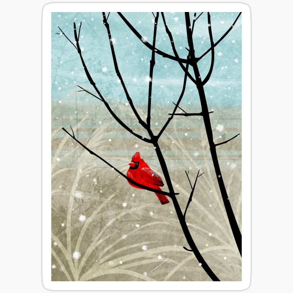 Cardinal In The Snow Sticker Phone Decal Water Bottle Stickers Car ...