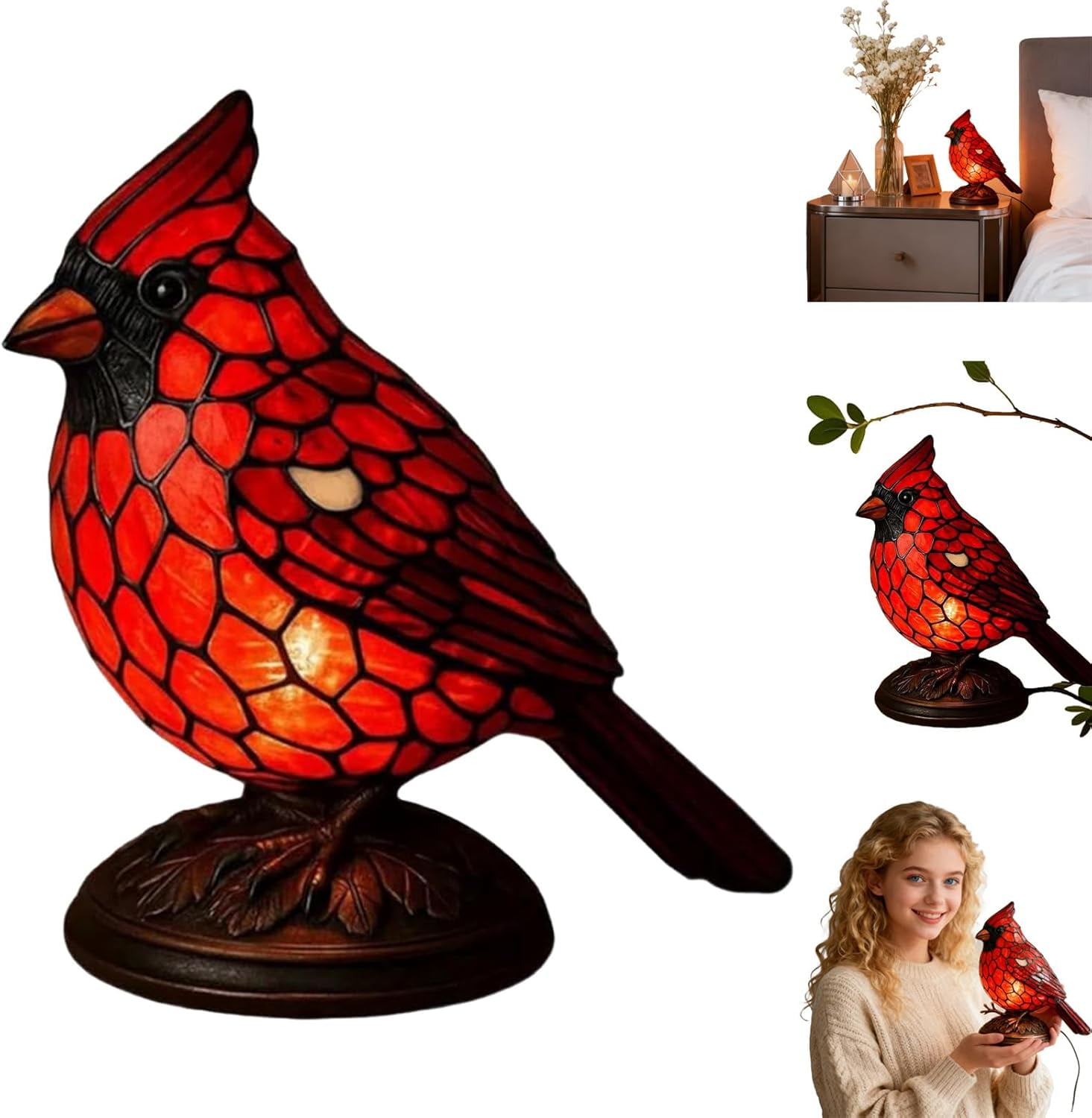 Cardinal Lamp, Cardinal Lamp Stained Resin, Red Sheremart CardinalLamp ...