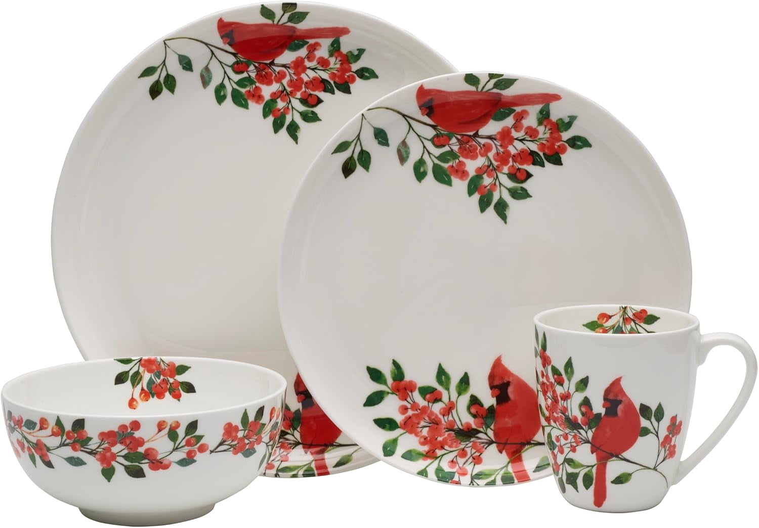 Cardinal Leaves Holiday Bone China Lightweight Chip Resistant ...