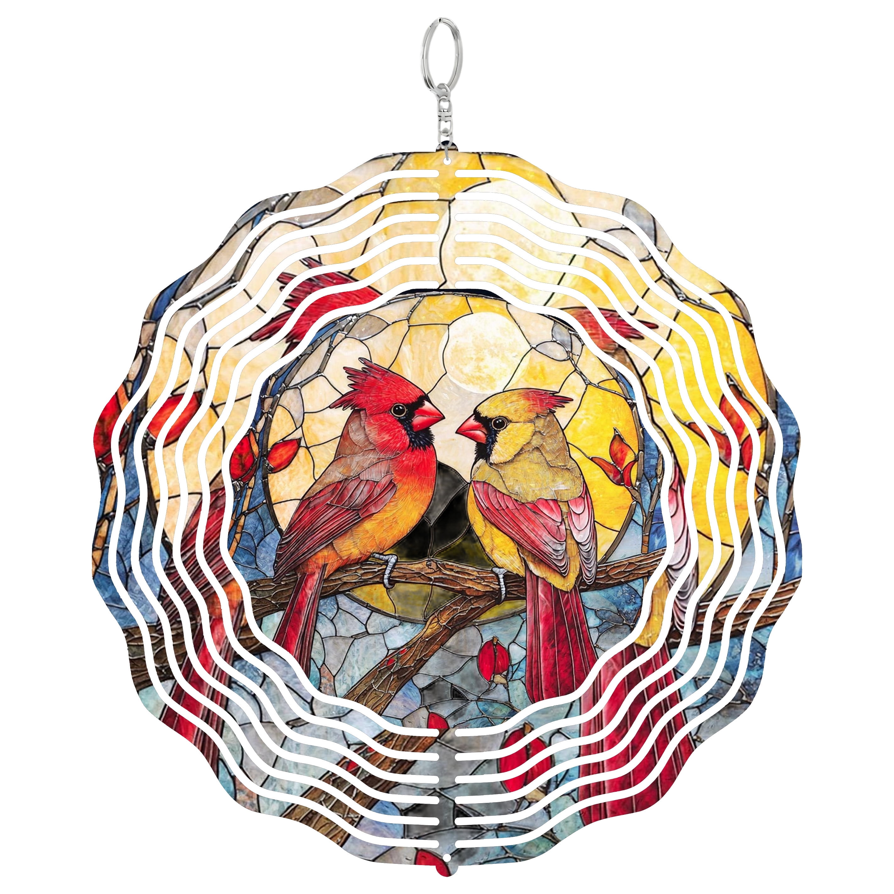 Cardinal Lovebirds 3D Wind Spinner Kinetic Stainless Steel Garden Art ...