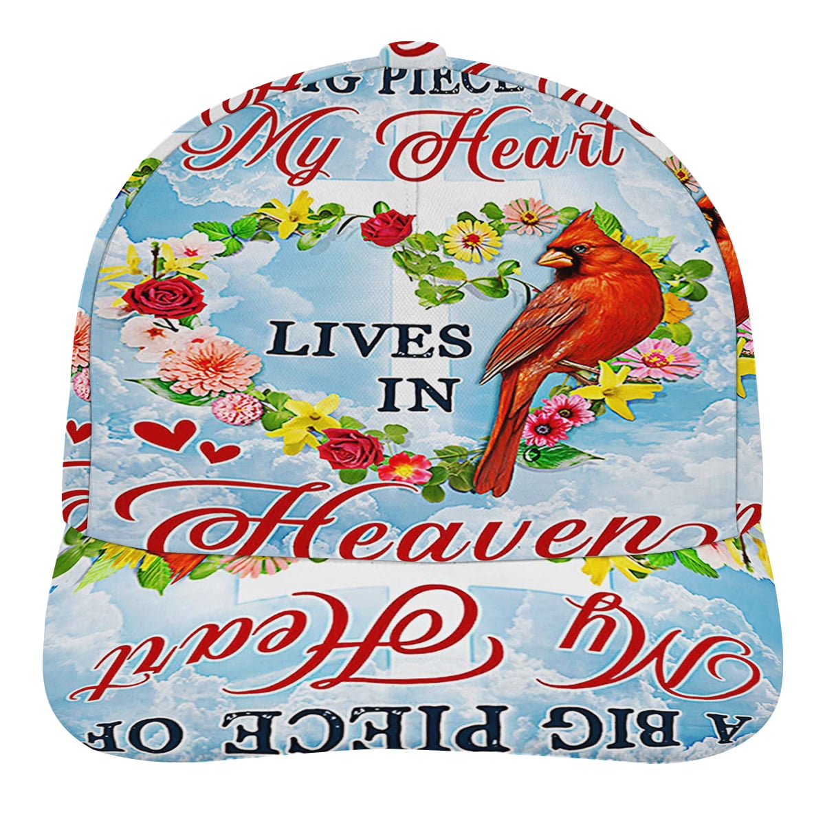 Cardinal Memorial A Big Piece Of My Heart Lives In Heaven baseball cap ...