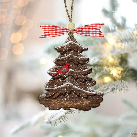 Cardinal Memorial Christmas Tree Ornament – Wooden Remembrance Gift for ...