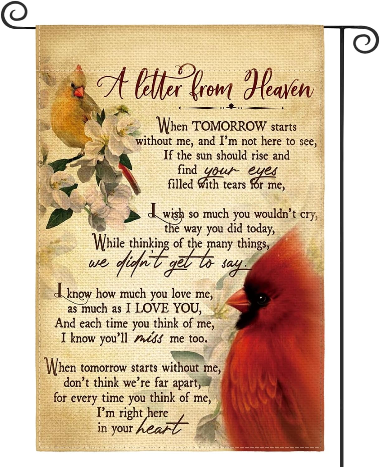 Cardinal Memorial Garden Flag 12x28 inch Double Sided, A Letter From ...