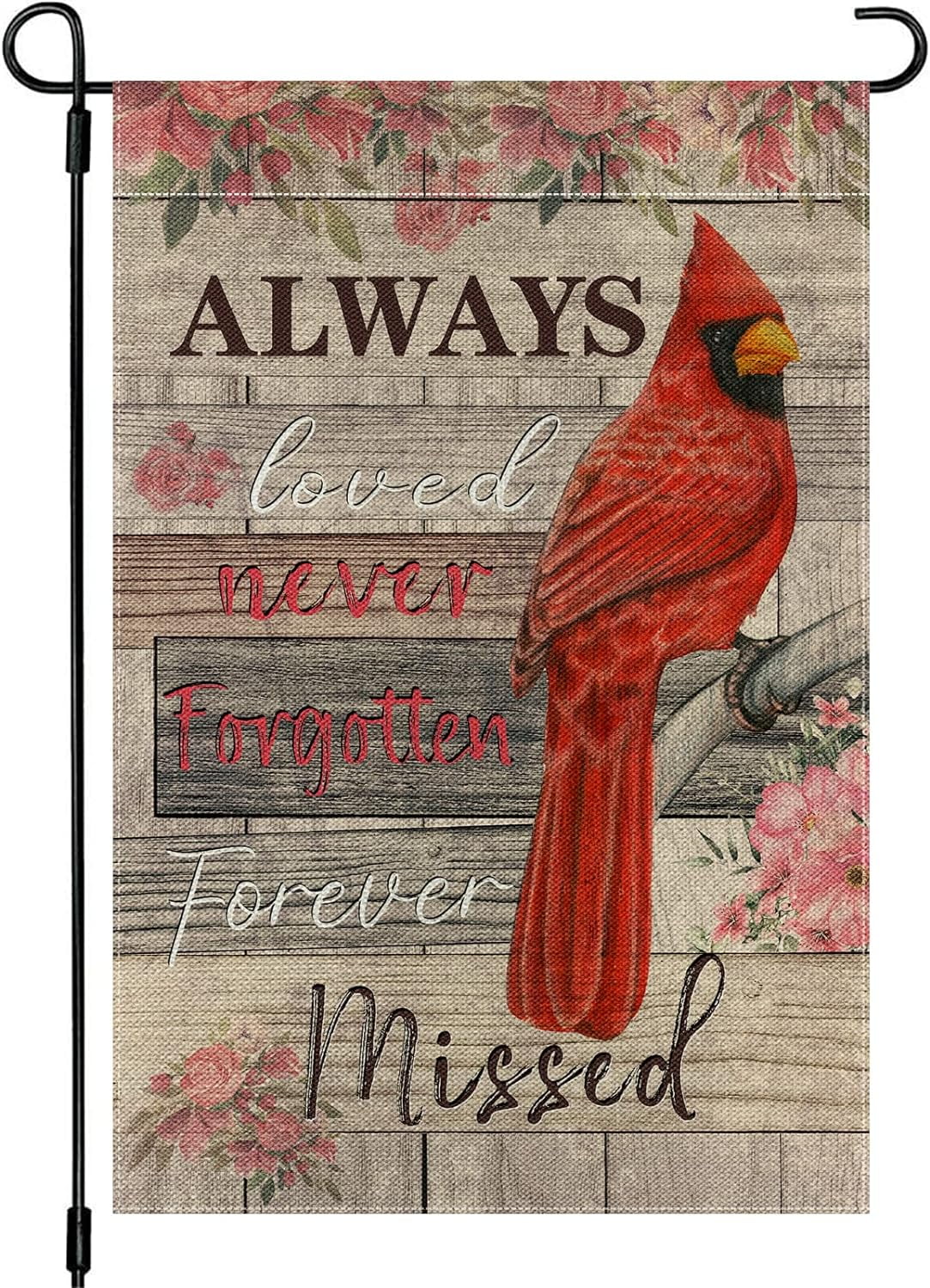 Cardinal Memorial Garden Flag Double Sided Outside, Always Loved Never ...