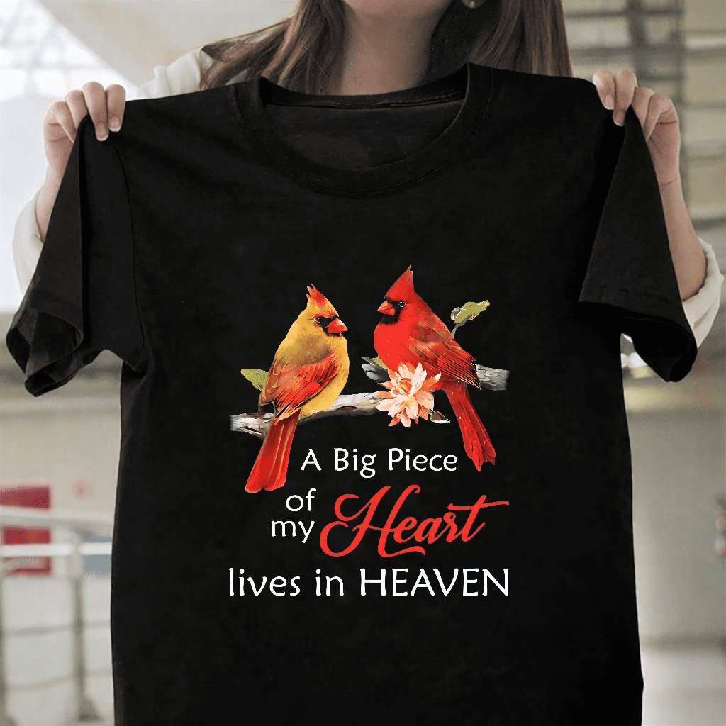 Cardinal Memorial Heart In Heaven Bird Lover Memory Gift Unisex T-Shirt ...