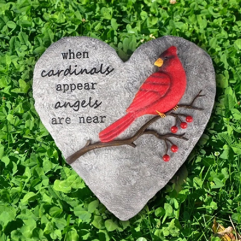 Cardinal Memorial Personalized Heart Garden Stone, Outdoor Decorative ...