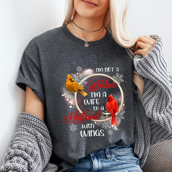 Cardinal Memorial T-Shirt: Husband with Wings Remembrance Tee ...