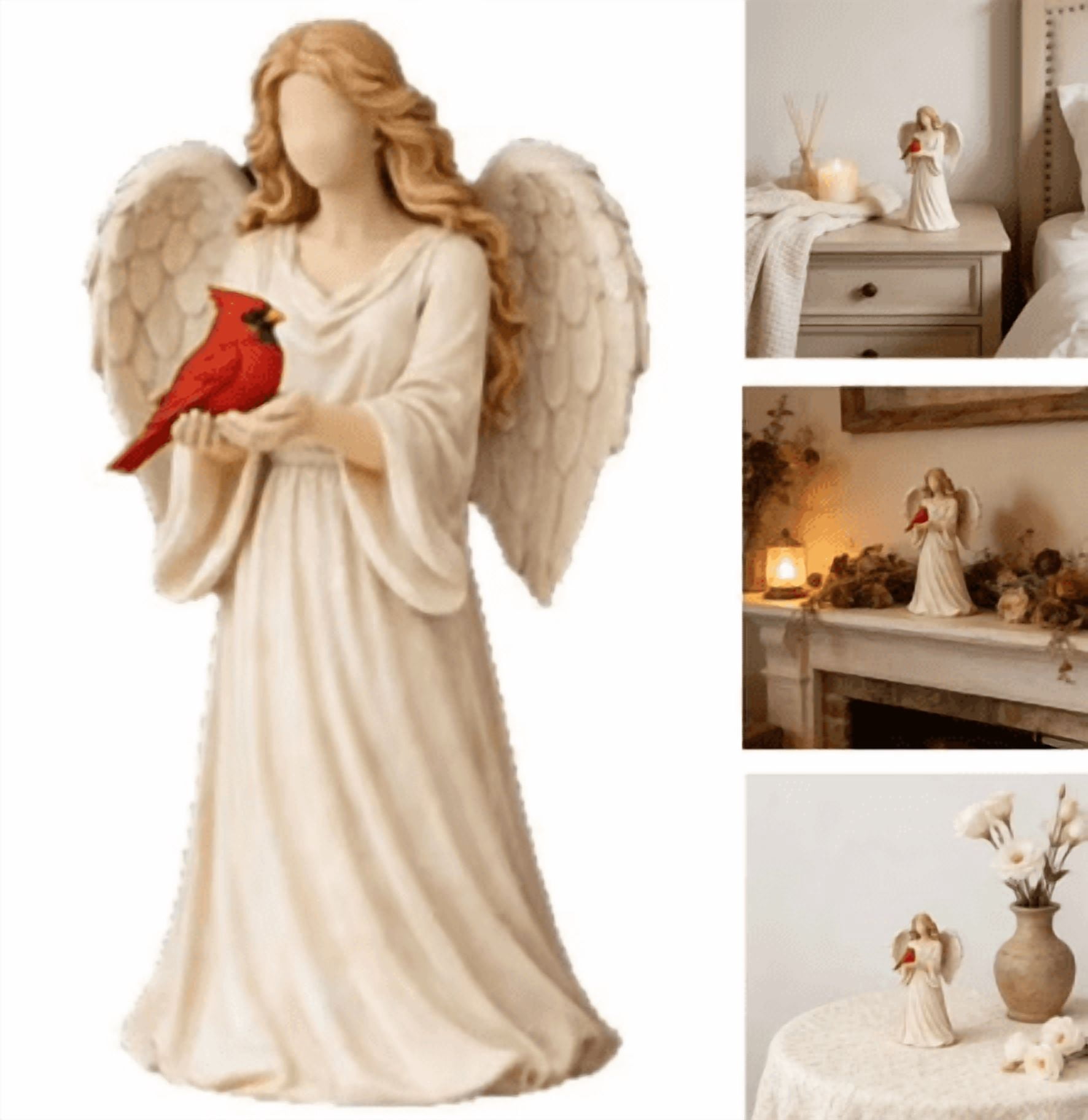Cardinal Memorial of Love and Serenity Statue, Angel Cardinal Figurines ...