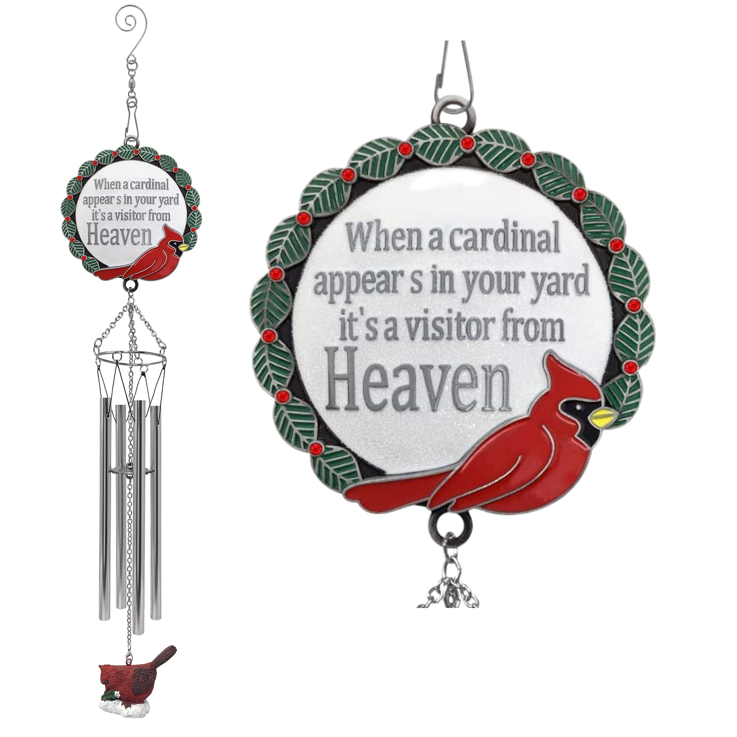 Cardinal Memory Windchime - Loss of Loved One - Enameled and Embossed ...
