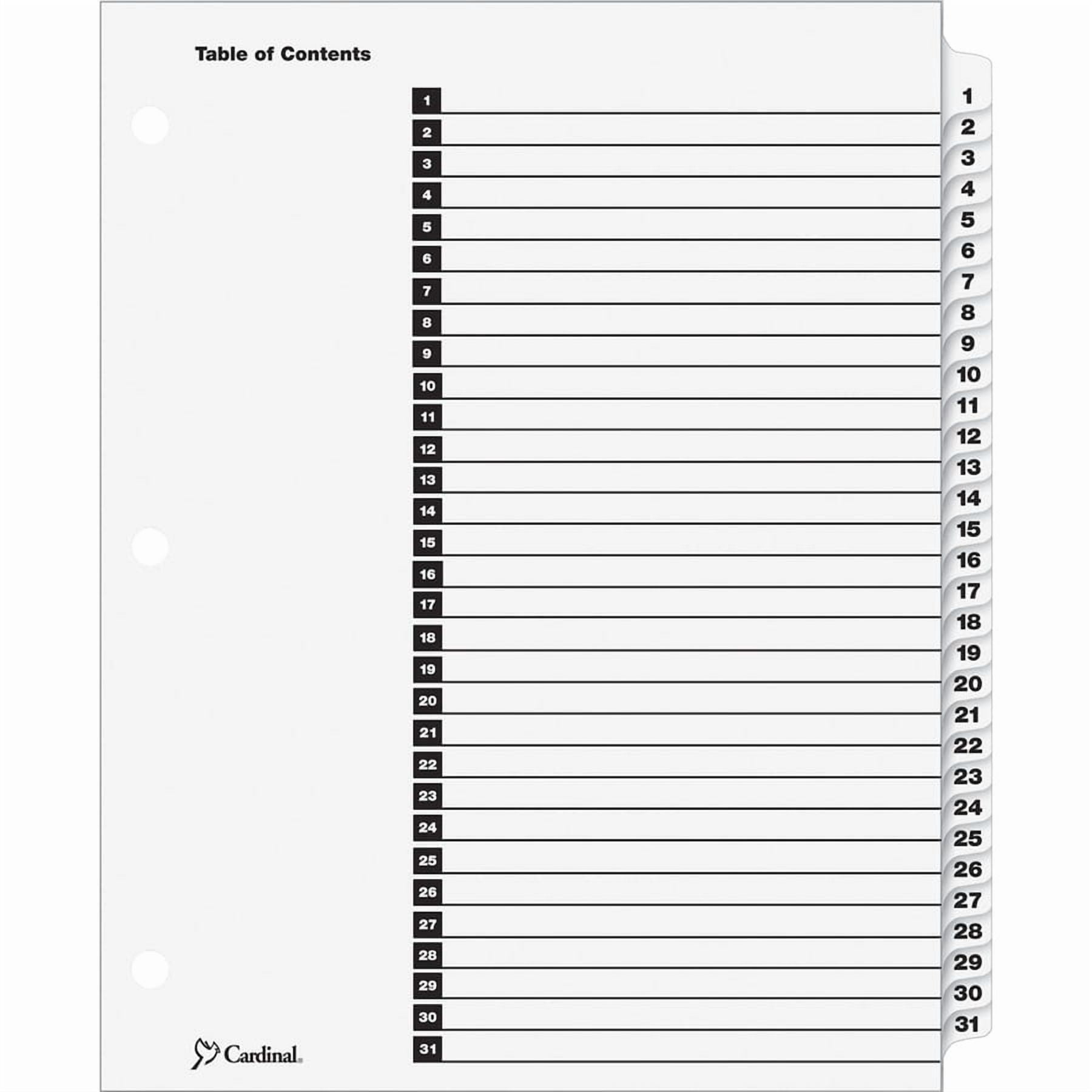 Cardinal OneStep Daily Index System - 31 x Divider(s) - Printed Tab(s ...