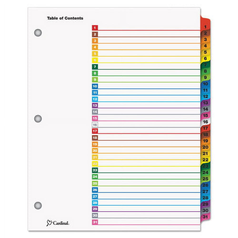 Cardinal OneStep Printable Table of Contents and Dividers, 31-Tab, 1 to ...