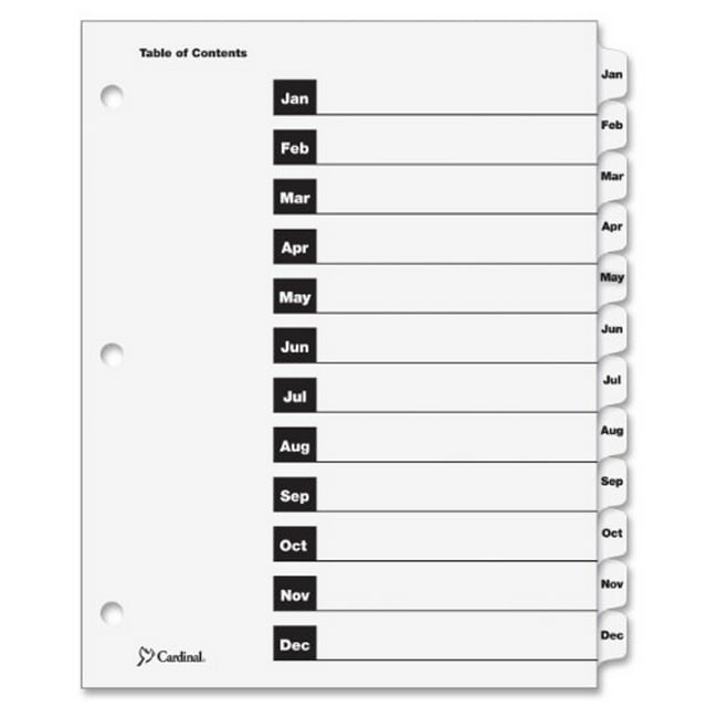 Cardinal Onestep Printable Table Of Contents Dividers - 12 X Divider ...