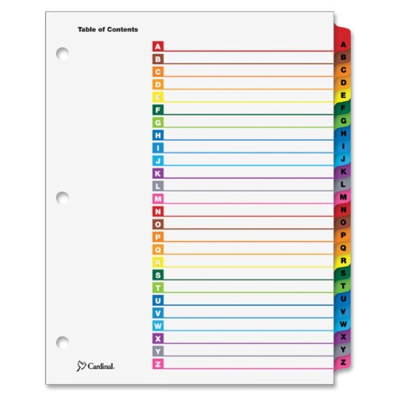 Cardinal Onestep Printable Table Of Contents Dividers - 26 X Divider ...