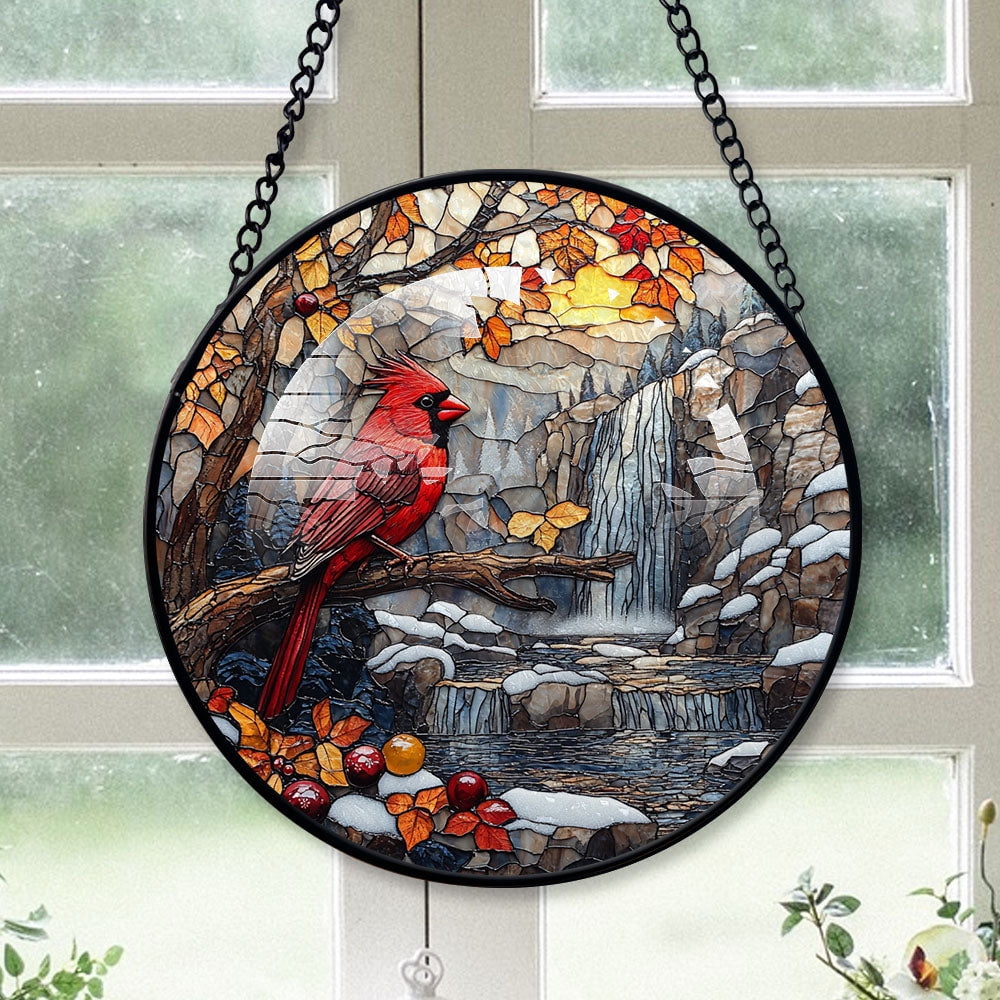 Cardinal Ornament, Red Cardinal Stained Glass Window Hangings, Red ...