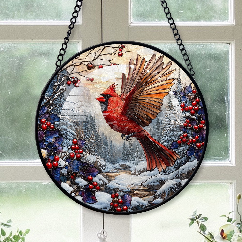 Cardinal Ornament, Red Cardinal Stained Glass Window Hangings, Red ...