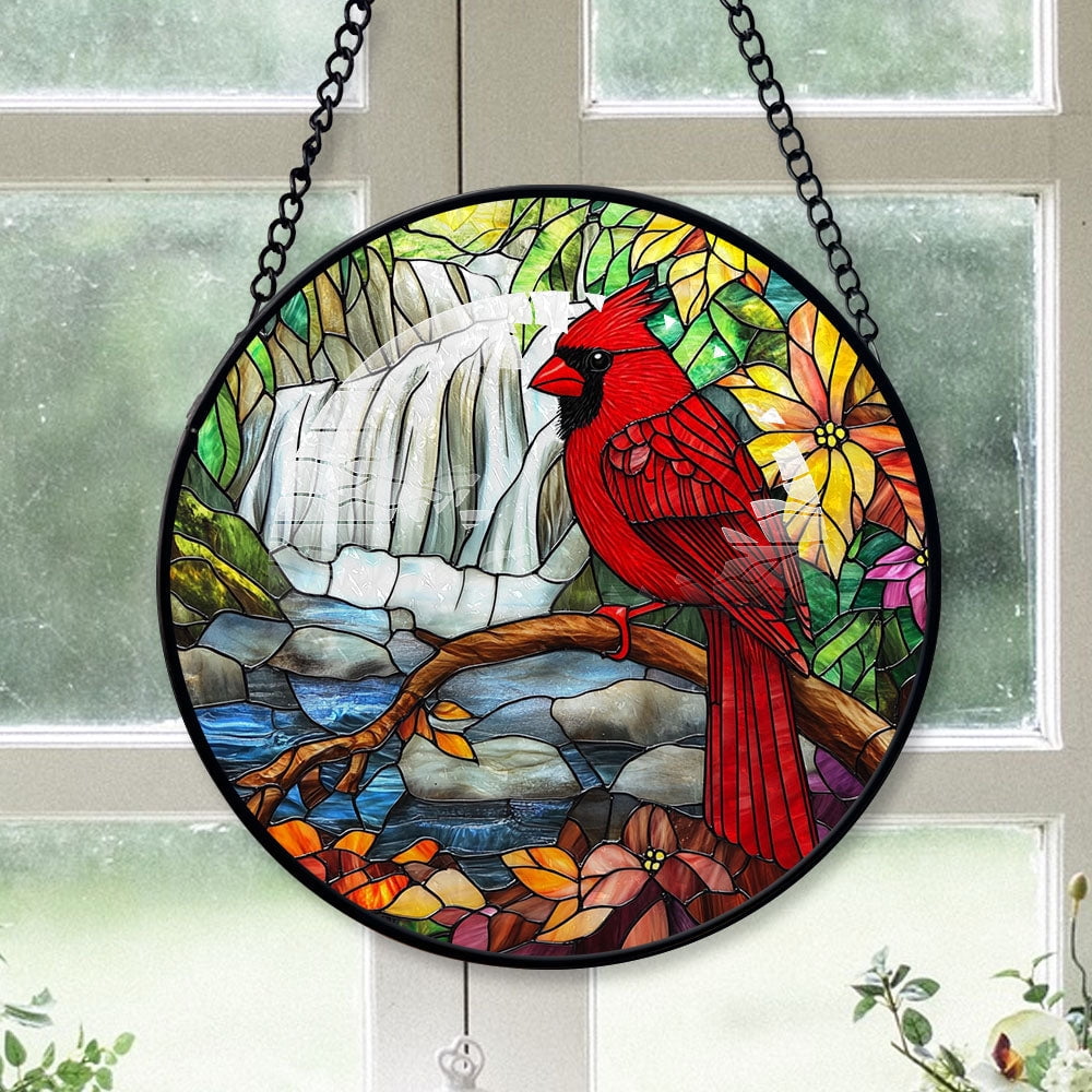 Cardinal Ornament, Red Cardinal Stained Glass Window Hangings, Red ...