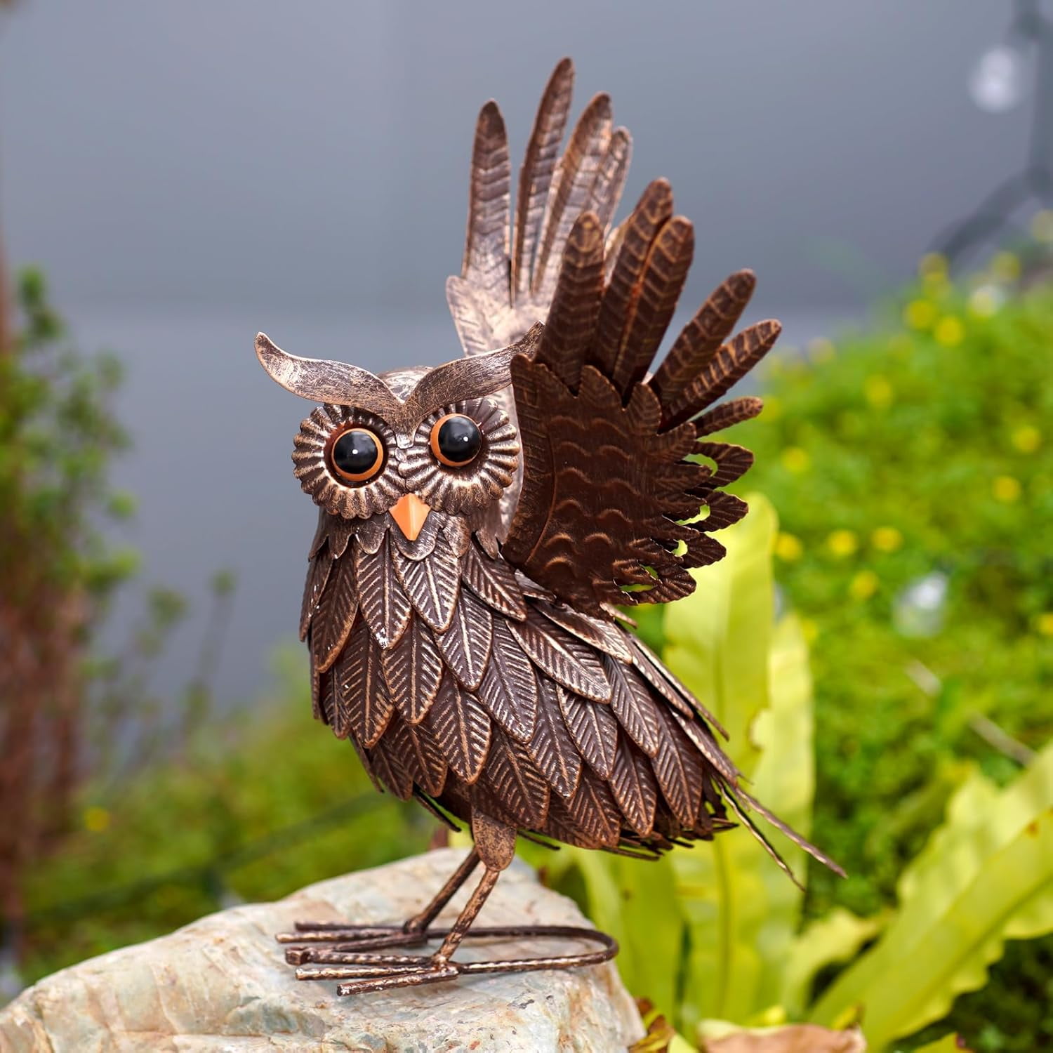 Cardinal Owl Decor Metal Yard: ArtGarden Sculptures & Statues Large Red ...