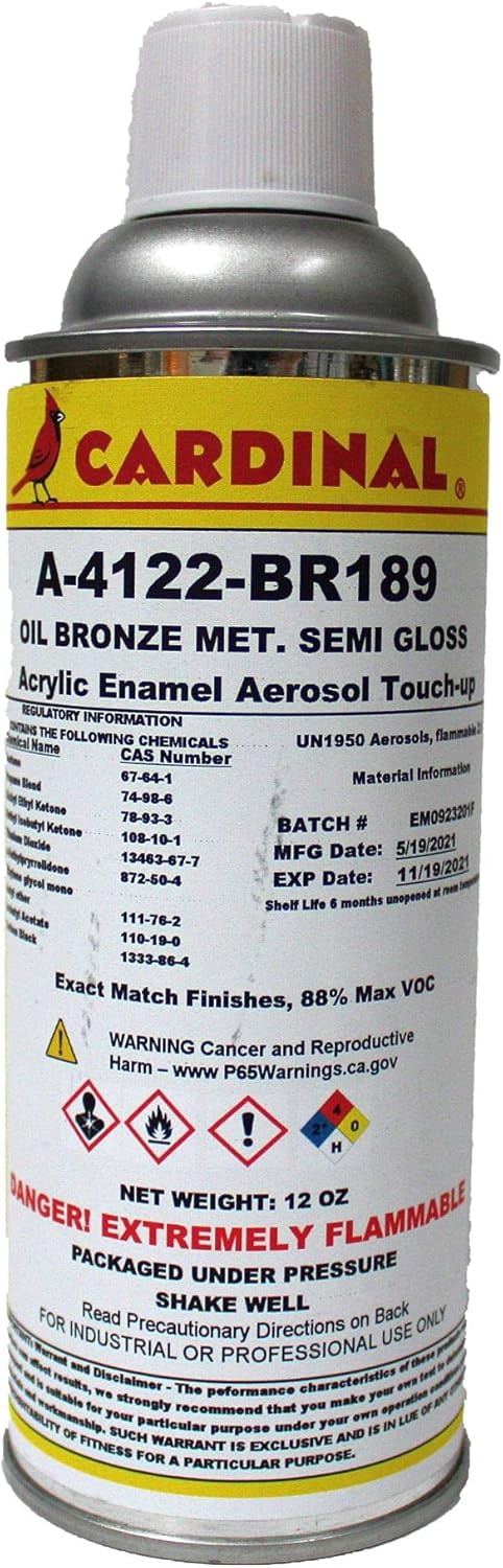 Cardinal Paint A-4122-BR189 Bronze Oil Metal Powder Coat Touch-up Spray ...
