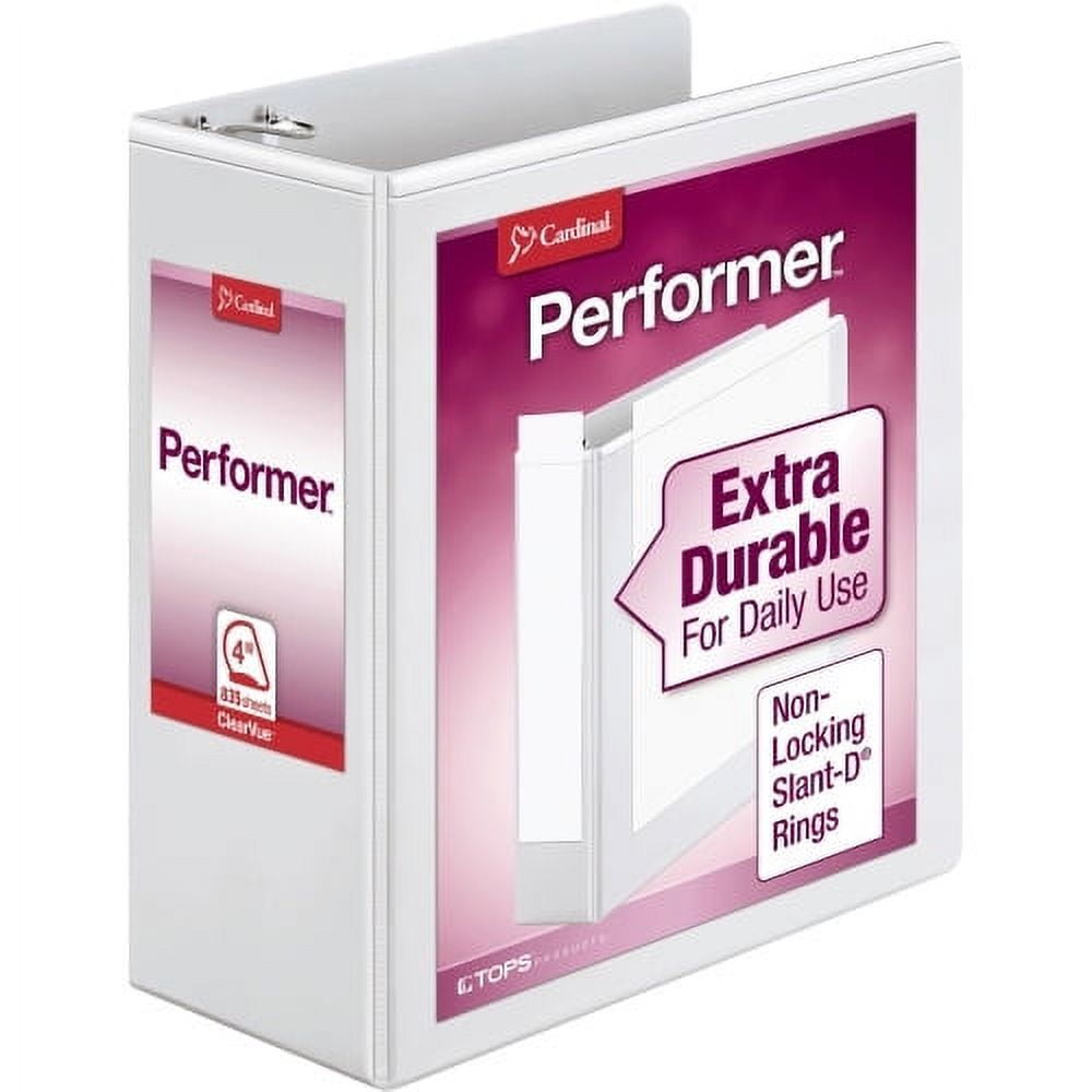 Cardinal Performer ClearVue Slant-D Ring Binder 4" Binder Capacity ...