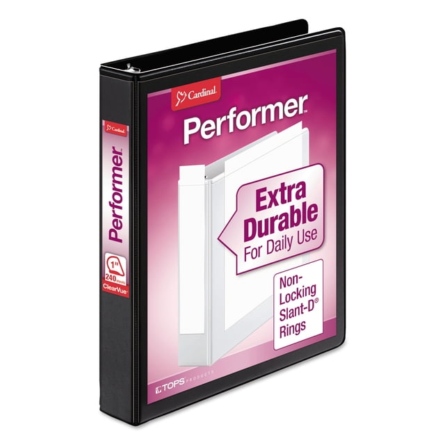 Cardinal Performer Clearvue Slant-D Ring Binder, 3 Rings, 1" Capacity ...