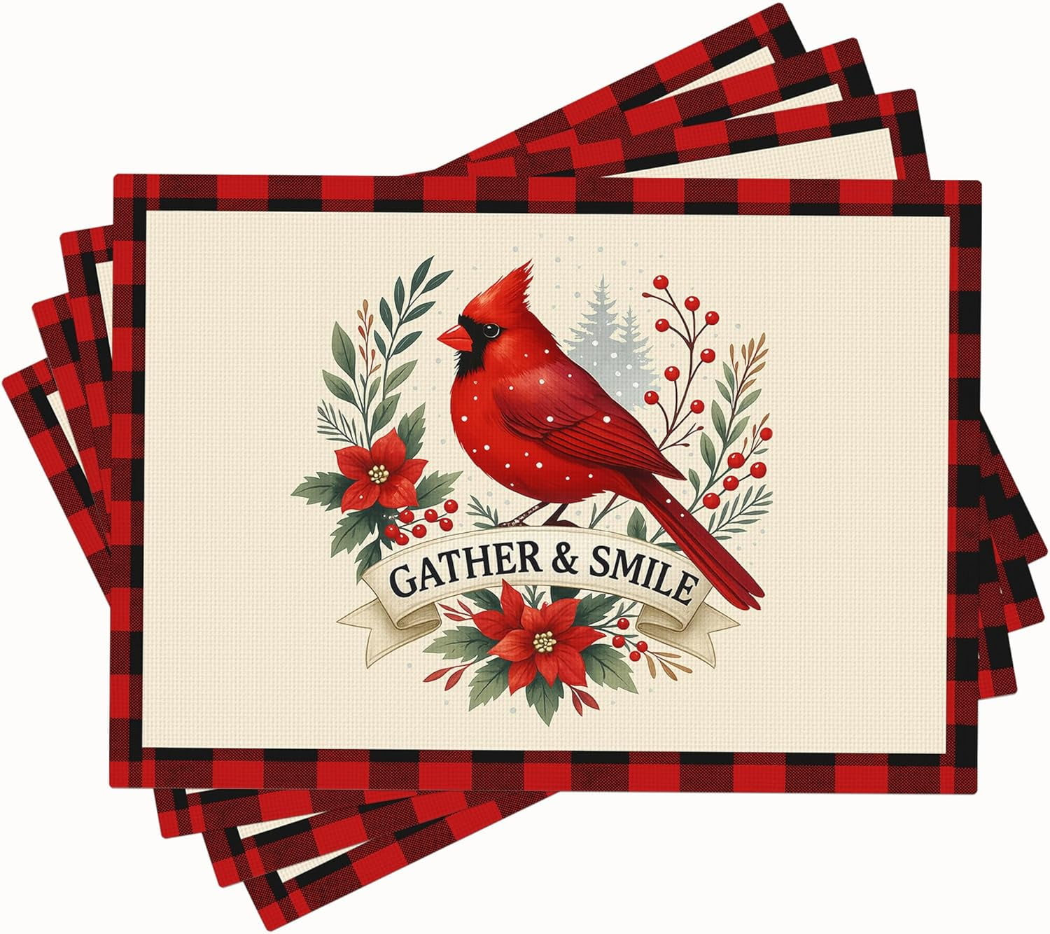 Cardinal Placemats Set of 4 Cardinals Table Mats Non-Slip Washable ...