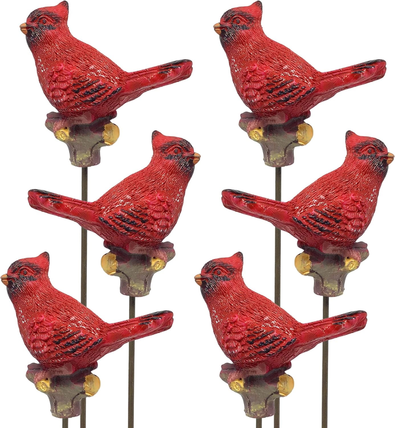 Cardinal Plant Stakes Set of 6 Decorative Plant Garden Stakes Cardinals ...
