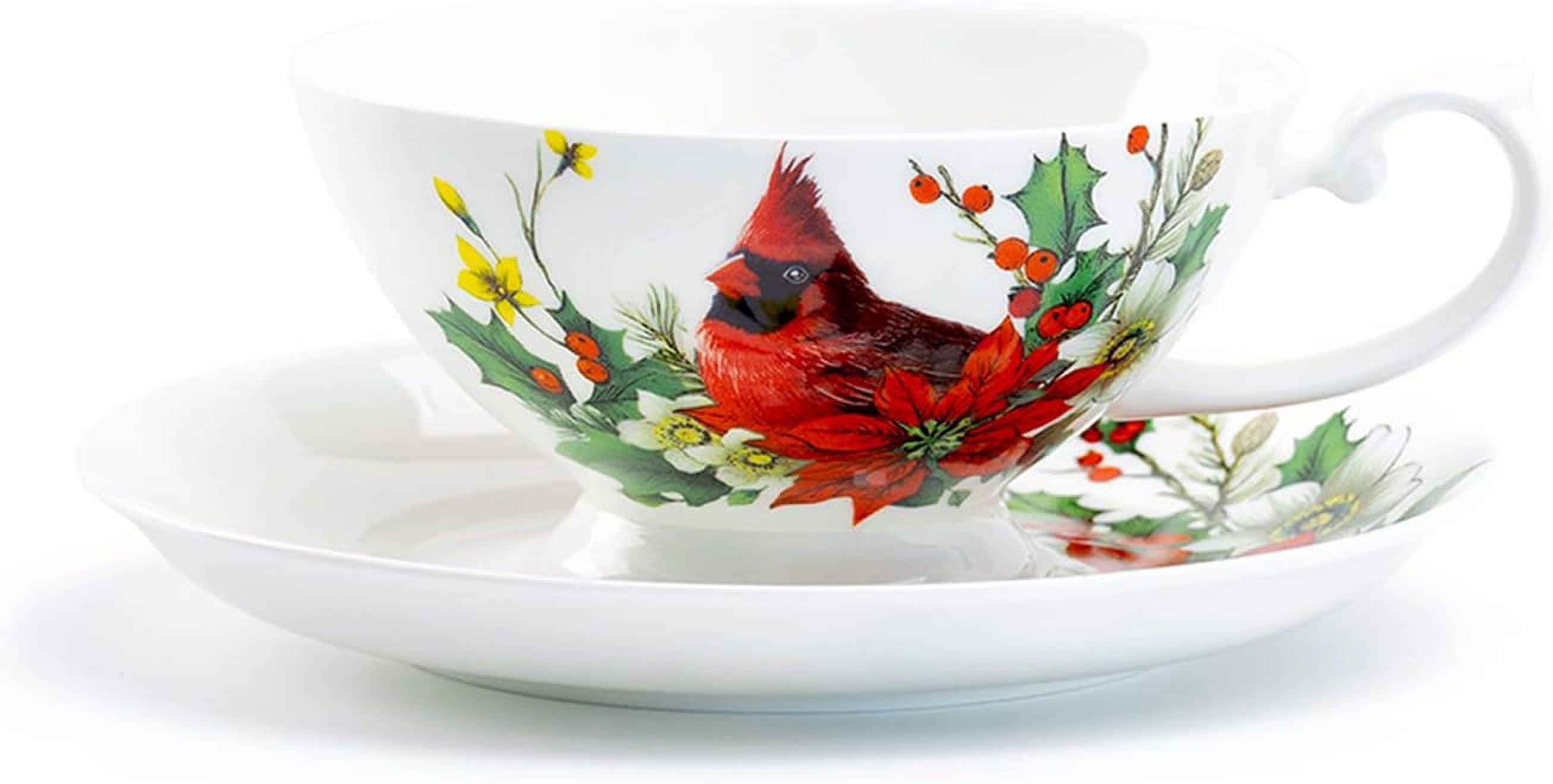 Cardinal Poinsettia China Cup and Saucer - Walmart.com