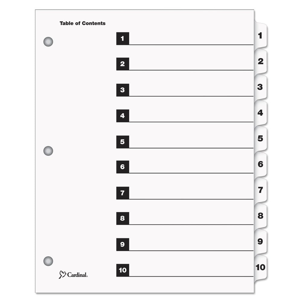 Cardinal QuickStep OneStep Bulk Index System, Title: 1-10, Letter ...