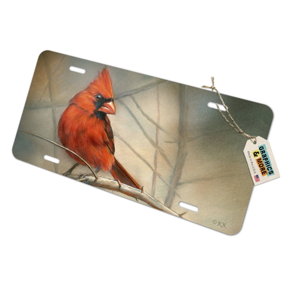 Cardinal Red Bird on Tree Branch Novelty Metal Vanity Tag License Plate ...