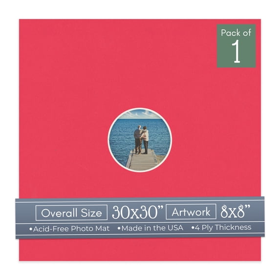 Cardinal Red Picture Frame Mat for 30x30 Frames - Circle Opening for ...