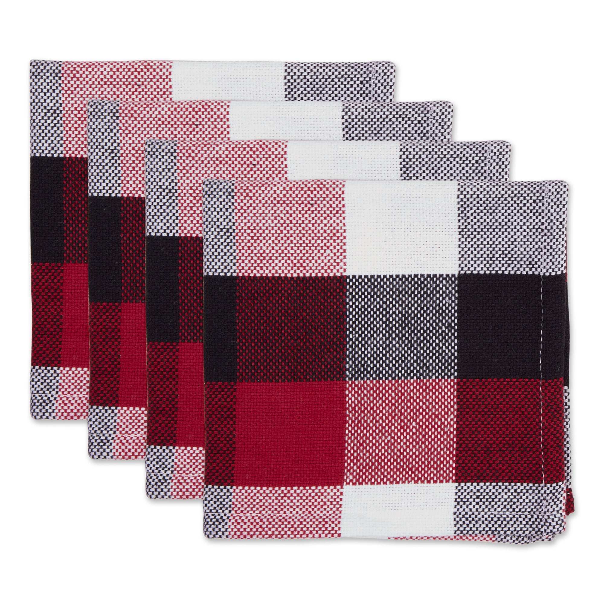 Cardinal Red Tri Color Check Dishcloth (Set of 4) - Walmart.com