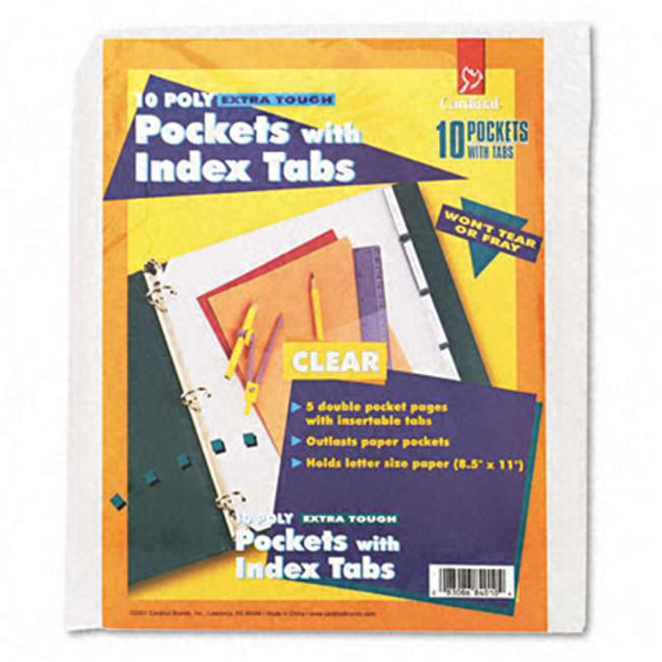 Cardinal Ring Binder Divider Pockets with Index Tabs 8-1/2 x 11 Clear ...