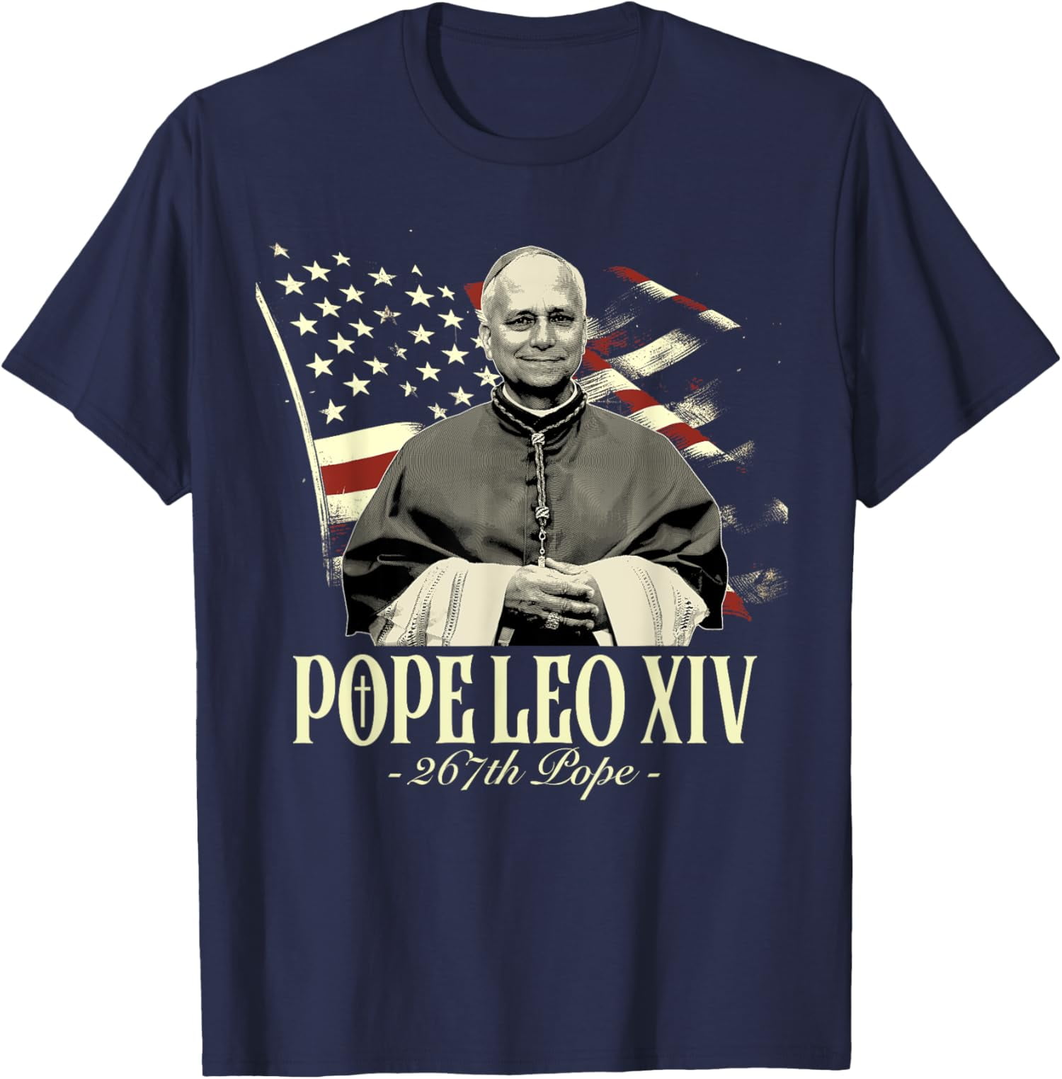 Cardinal Robert Prevost Becomes Pope Leo XIV – 267th Pope 2025 Design with American Flag Tribute ...