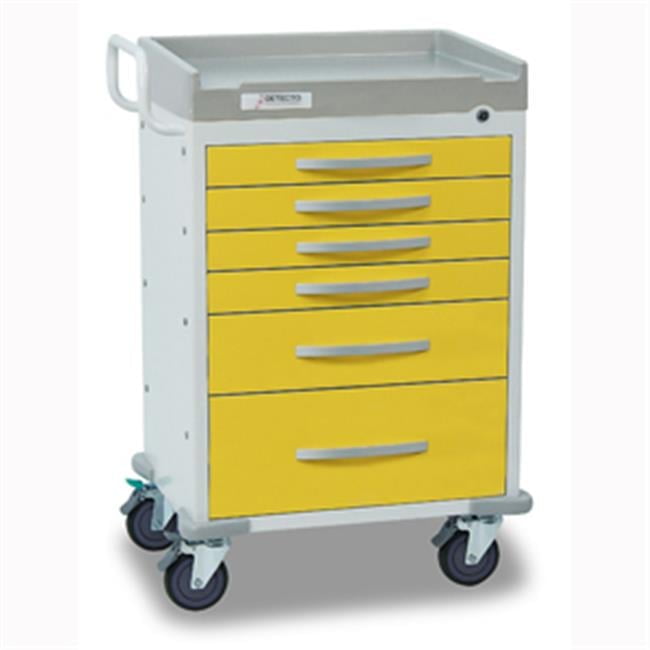 Cardinal Scale RC333369YEL Rescue Cart- White Frame With 6 Yellow ...