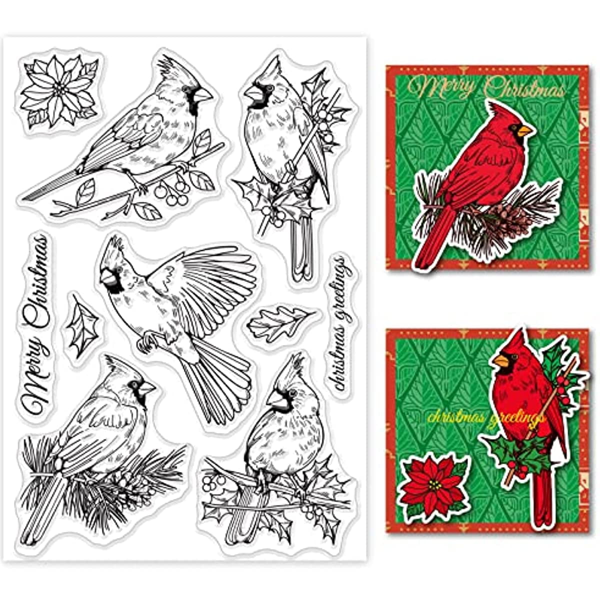 Cardinal Silicone Clear Stamp Bird Transparent Silicone Stamp Christmas ...