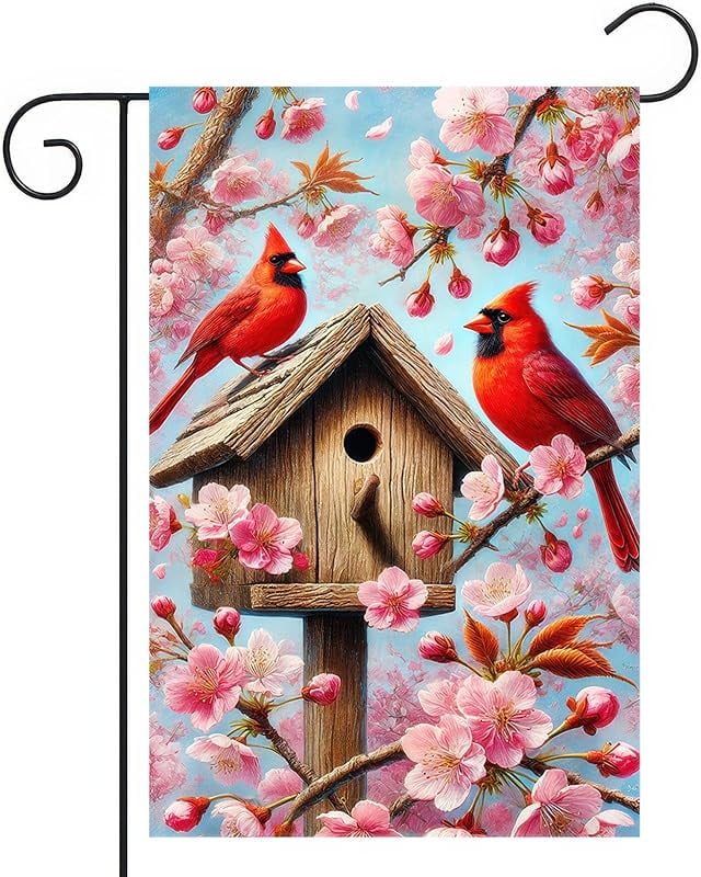 Cardinal Spring Summer Garden Flag 12×18 Inch Double Sided Flower ...