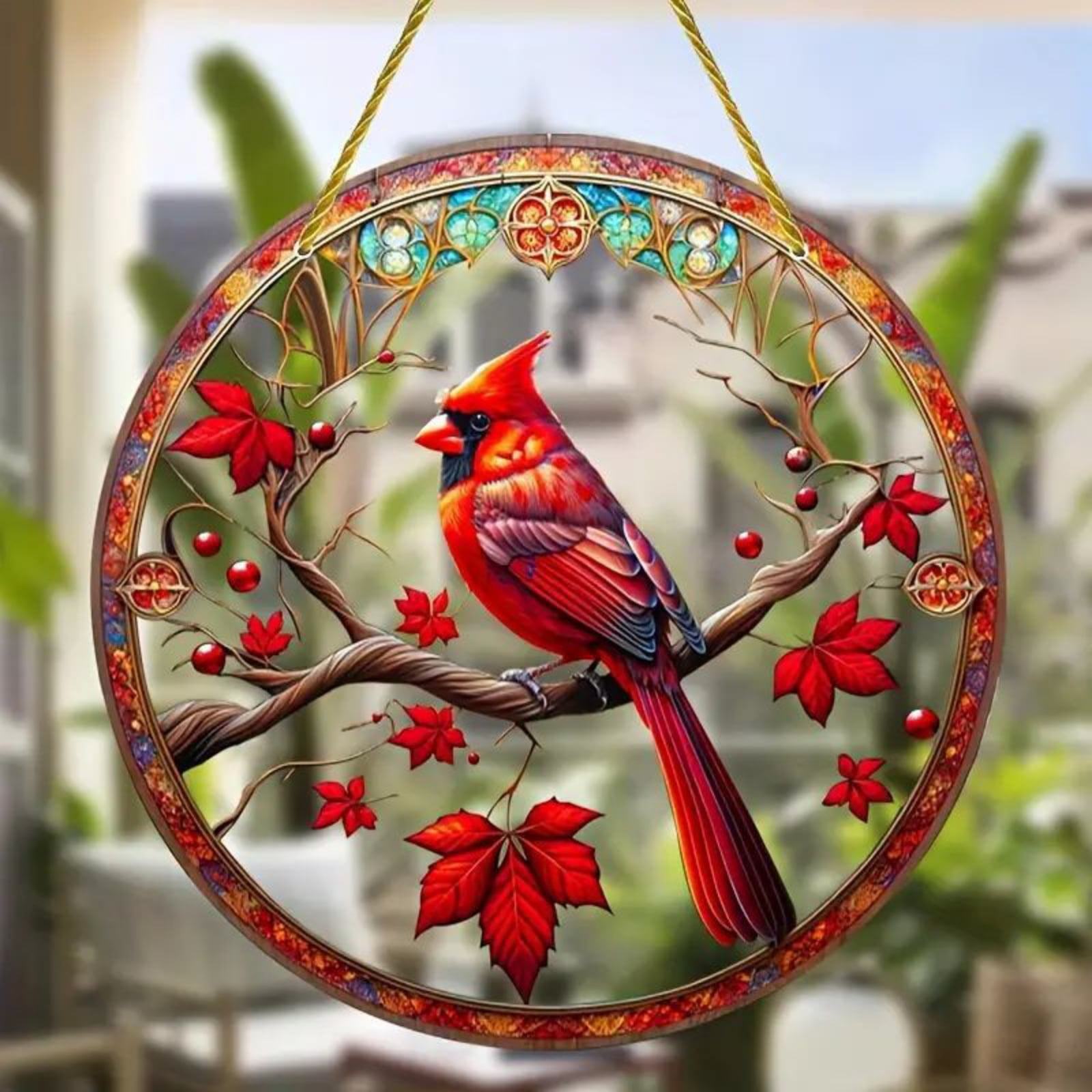 Cardinal Stained Acrylic Suncatcher Red Bird Sun Catcher Cardinal ...