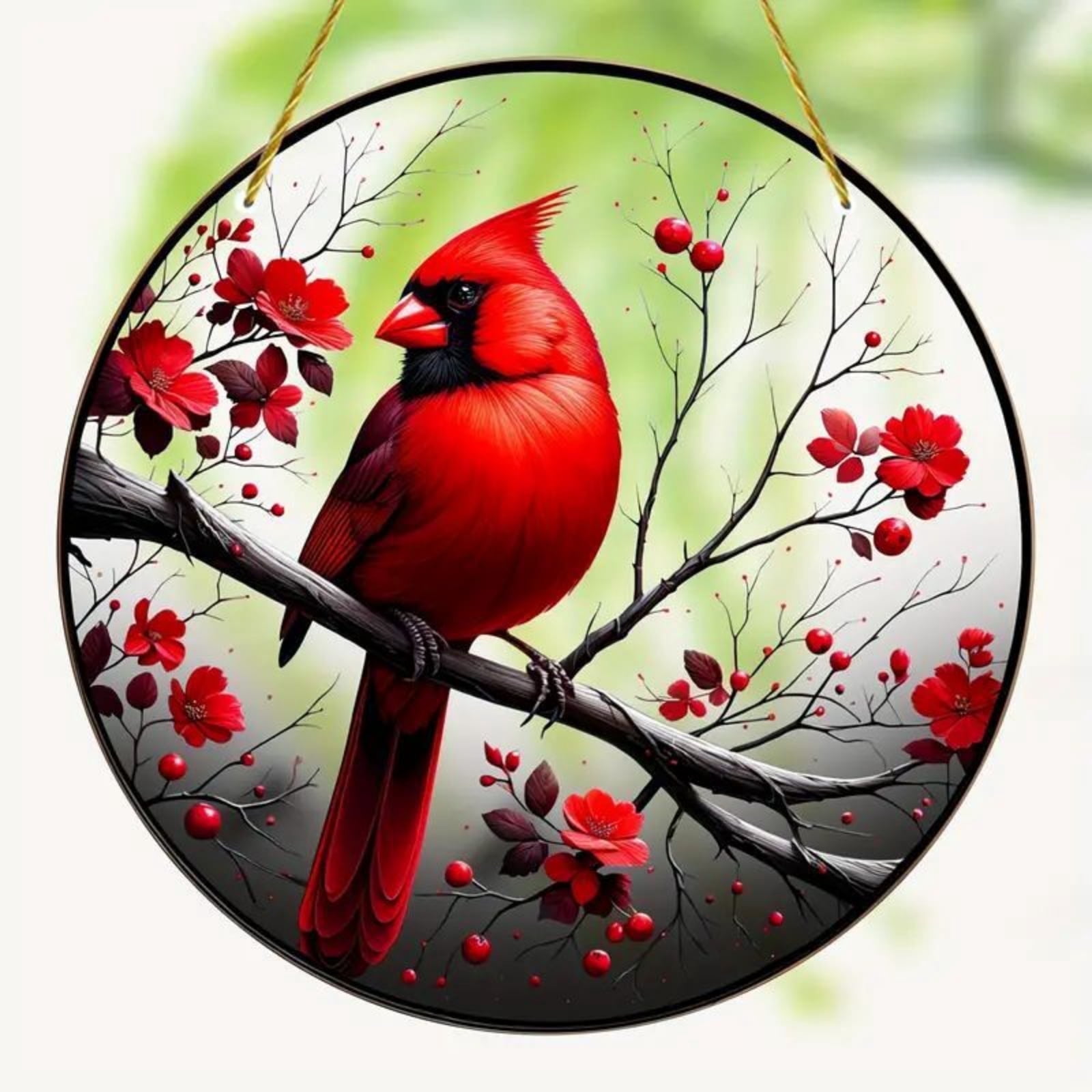 Cardinal Stained Acrylic Suncatcher Red Bird Sun Catcher Cardinal ...