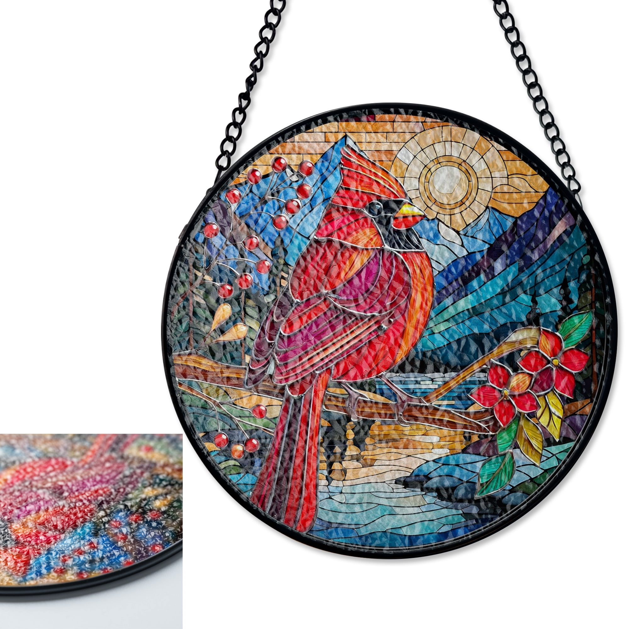 Cardinal Stained Glass Memorial Suncatcher, Remembrance Window ...