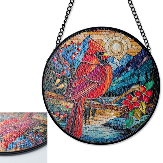 Cardinal Stained Glass Memorial Suncatcher, Remembrance Window ...