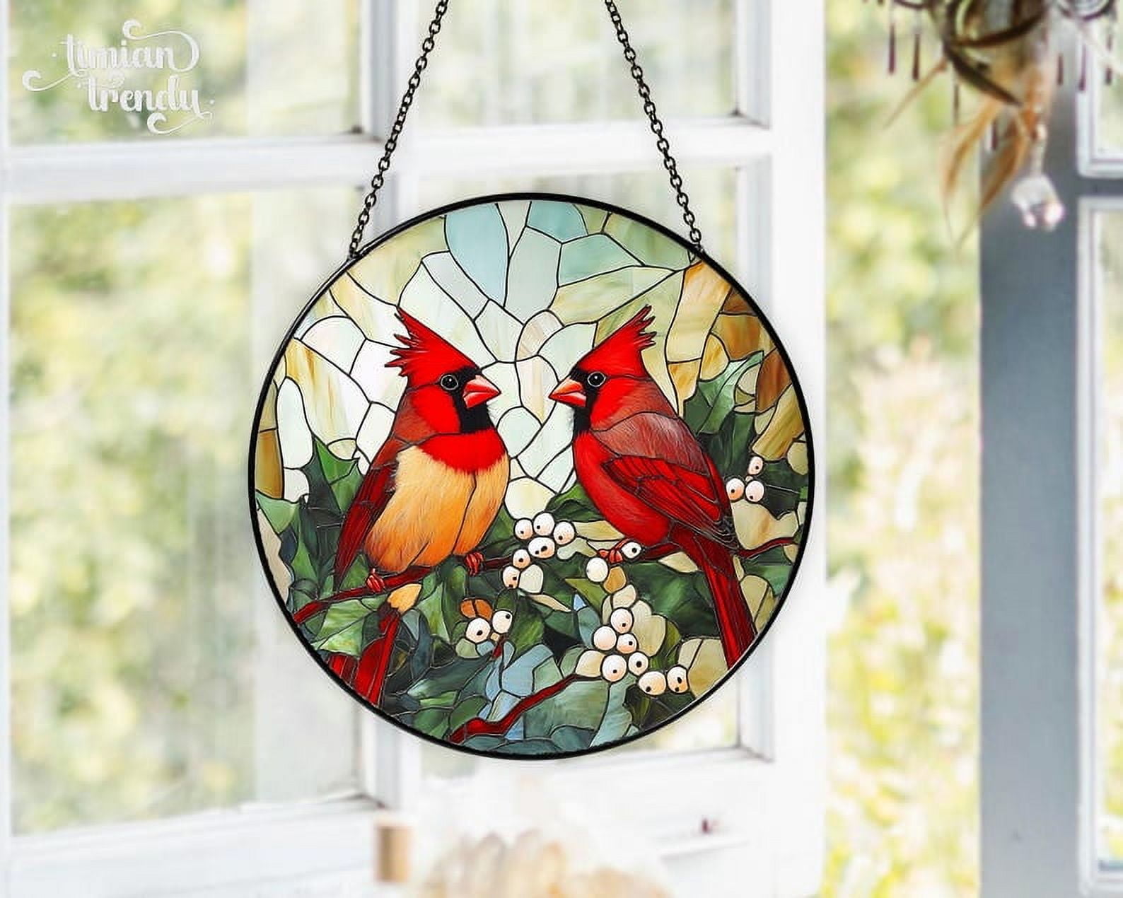 Cardinal Stained Glass Suncatcher, Cardinal Window Hanging, Cardinal ...