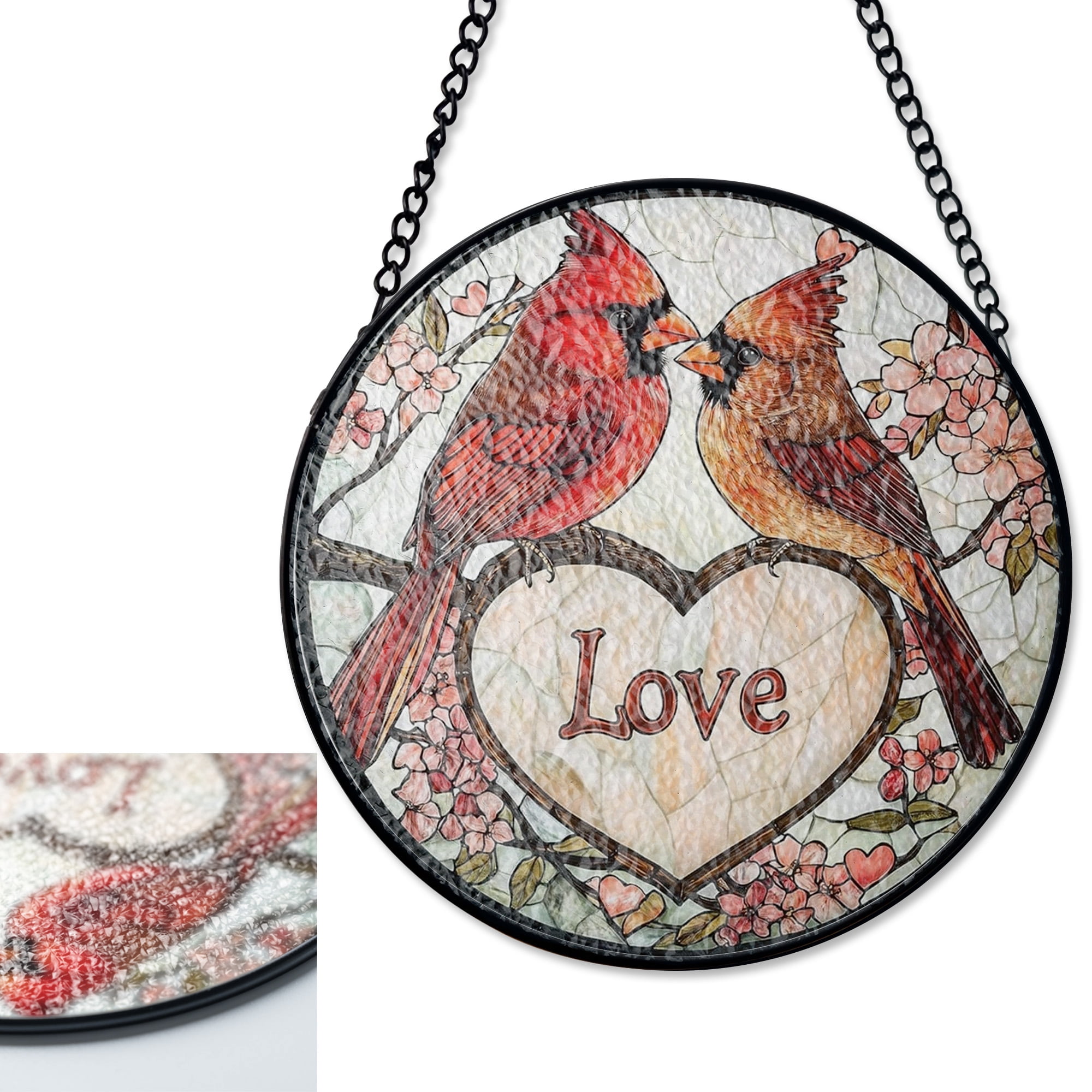 Cardinal Stained Glass Suncatcher for Couples, Memorial Window Decor ...