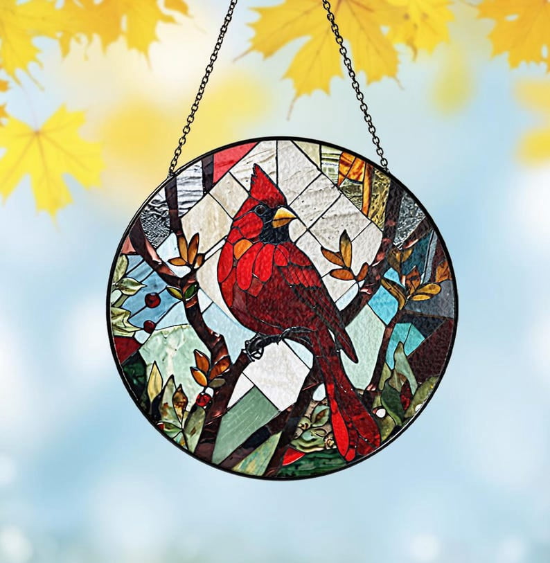Cardinal Stained Glass Suncatchers For Window Hanging,Bird Lover,Bird ...