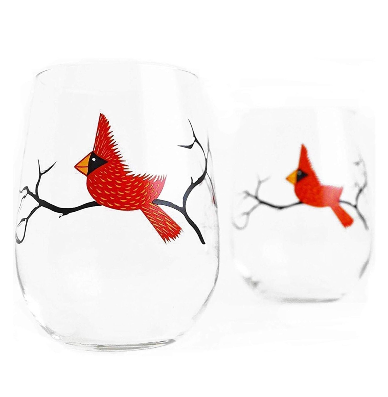 Cardinal Stemless Wine Glassware - Set of 2 Christmas Glasses - Walmart.com