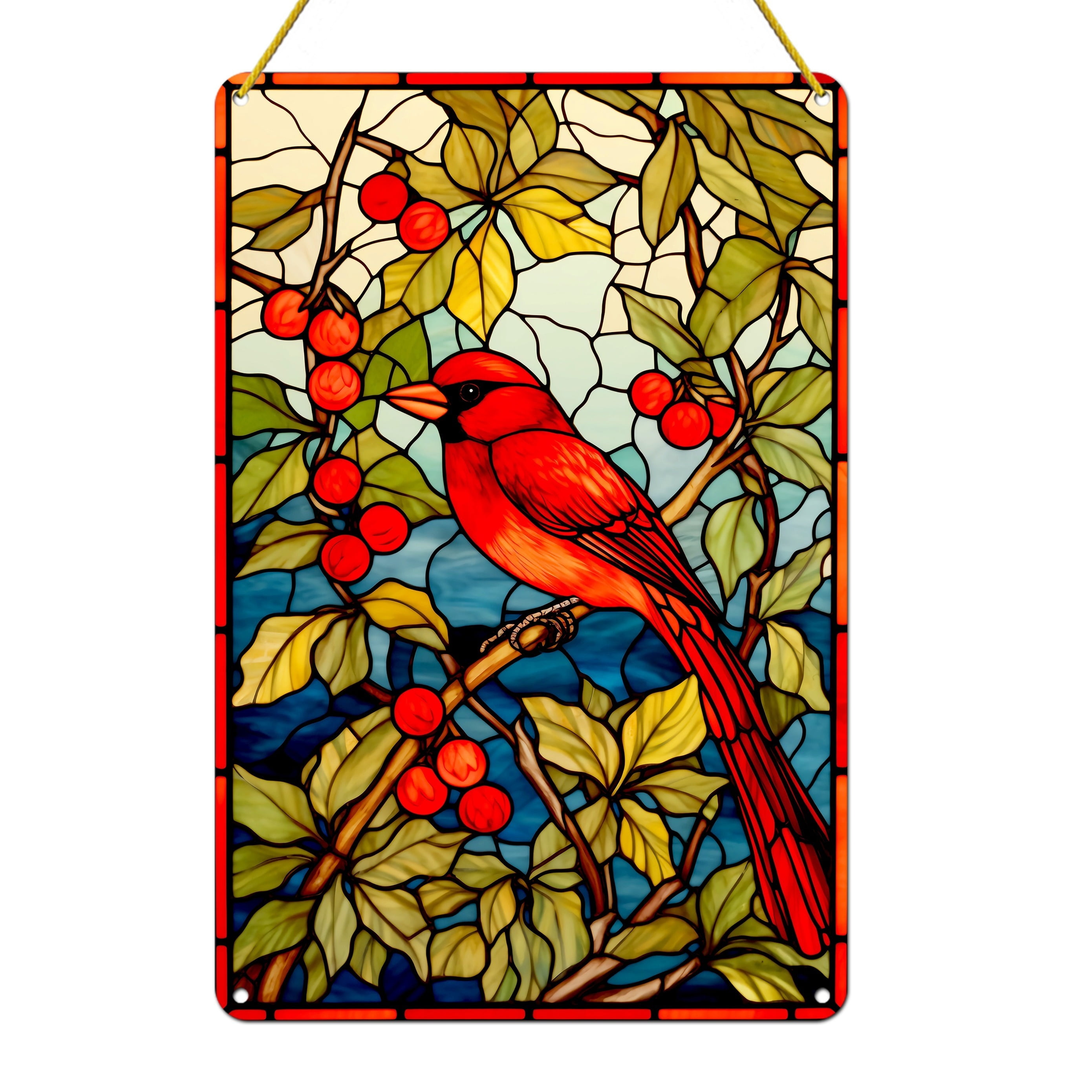 Cardinal Sun Catcher, Stained Cardinal Window Hanging, Acrylic Sign ...