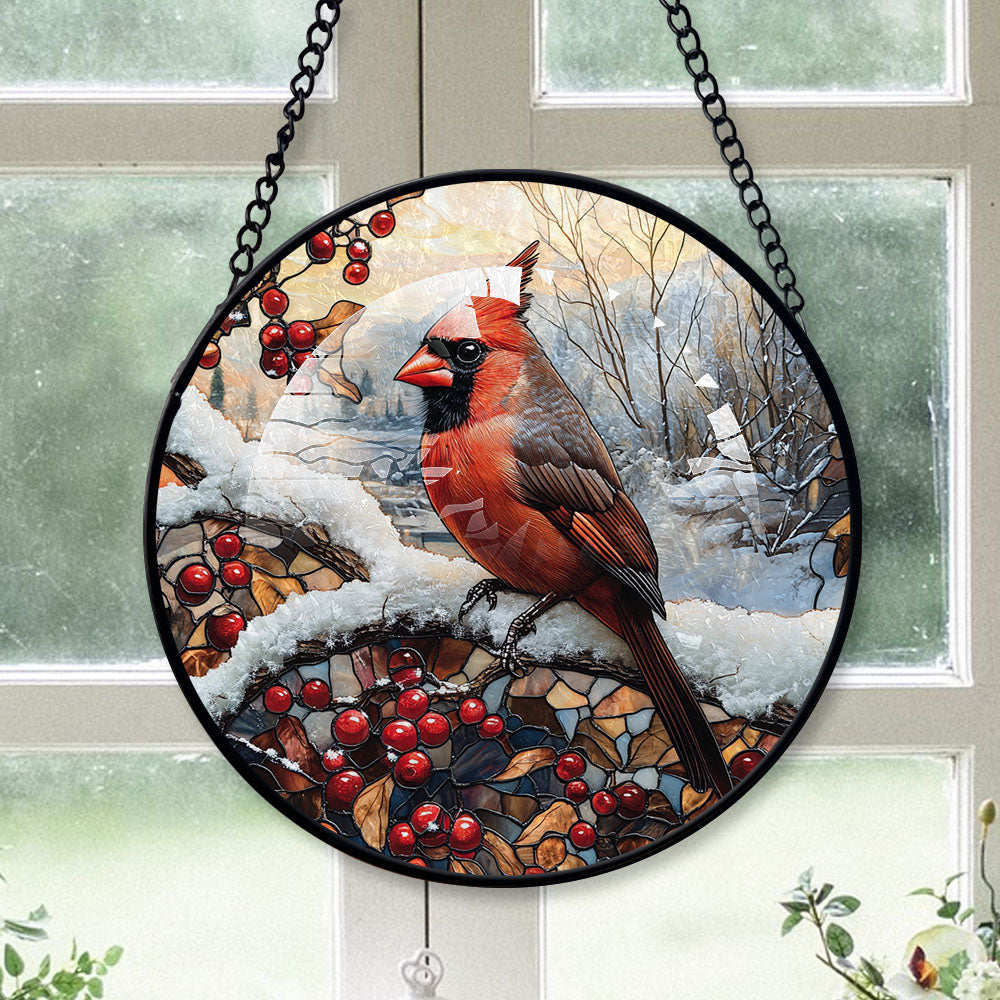 Cardinal Suncatchers 2025, Black Cardinal Stained Glass Window Hangings ...