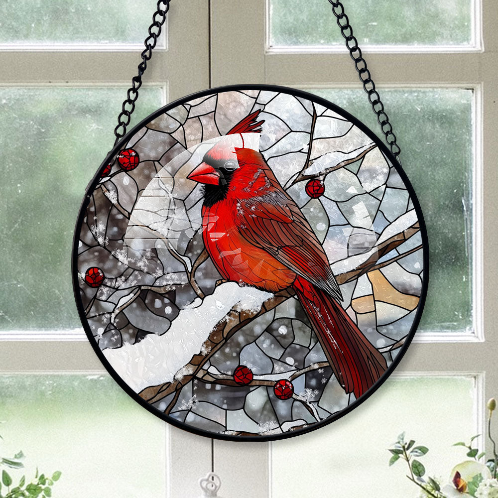 Cardinal Suncatchers, Black Cardinal Stained Glass Window Hangings ...