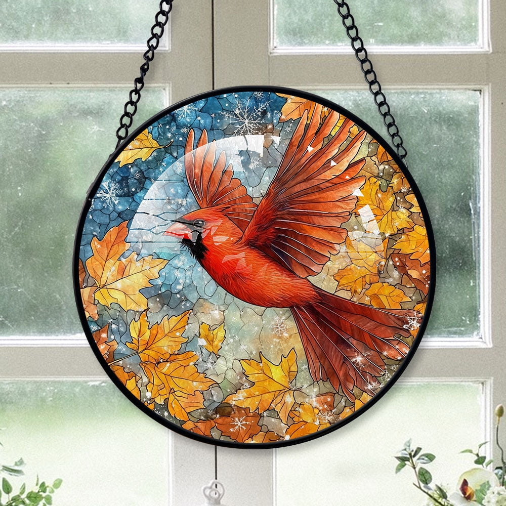 Cardinal Suncatchers For Christmas, Red Cardinal Stained Glass Window ...