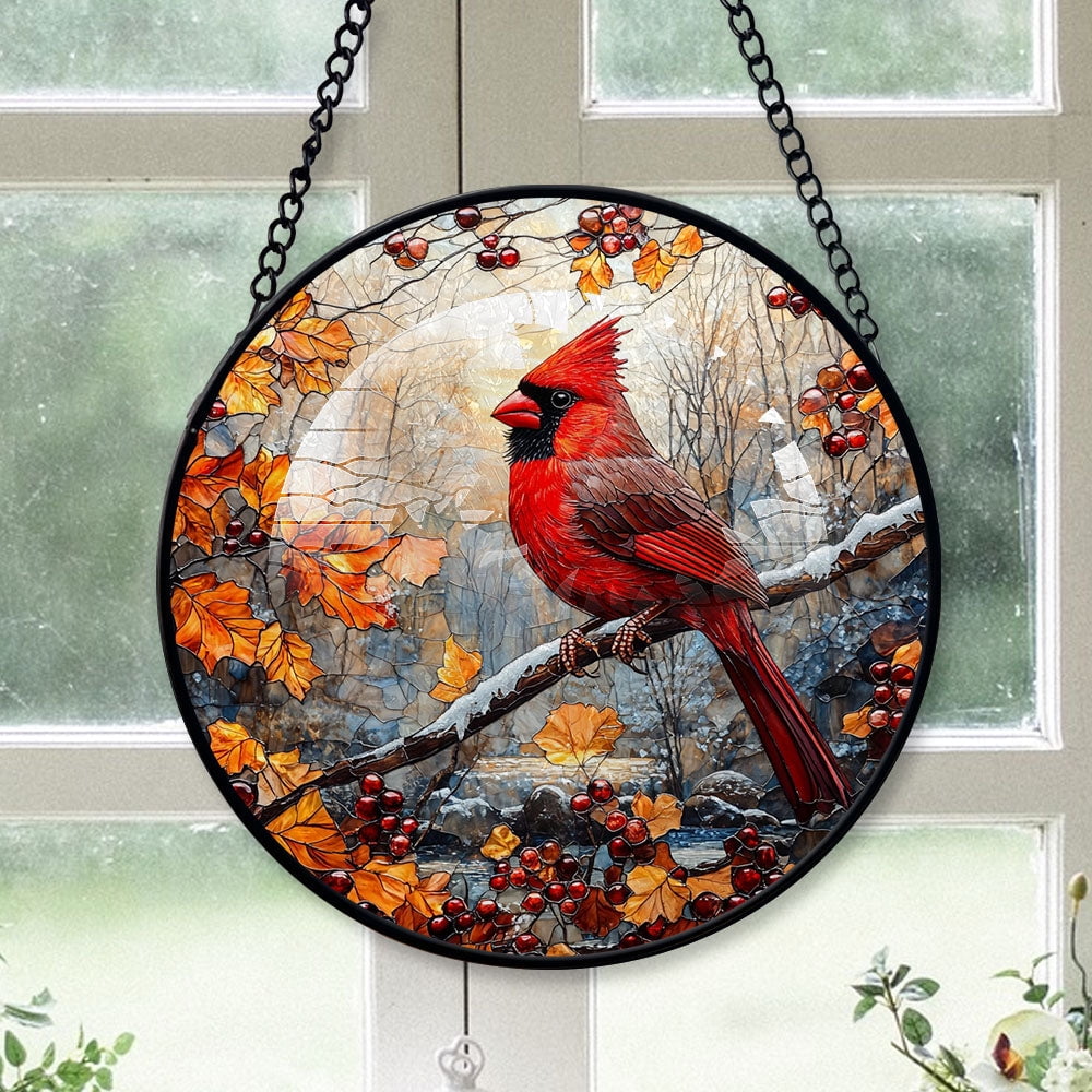Cardinal Suncatchers Christmas, Red Cardinal Stained Glass Window ...